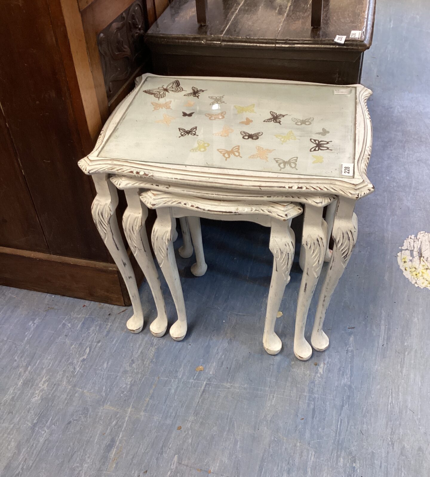 228 Vintage Nesting Tables with Butterfly Accents – Badgers Auctions ...