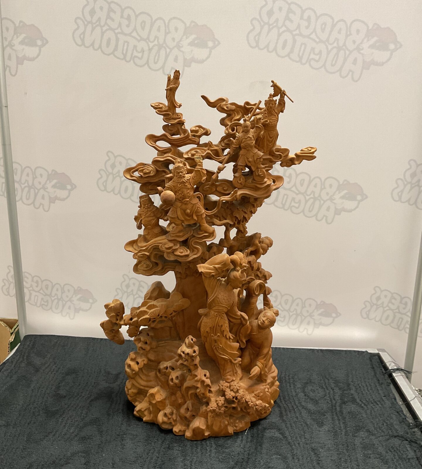 Chinese Camphor wood 18” carving of figures from the three kings ...