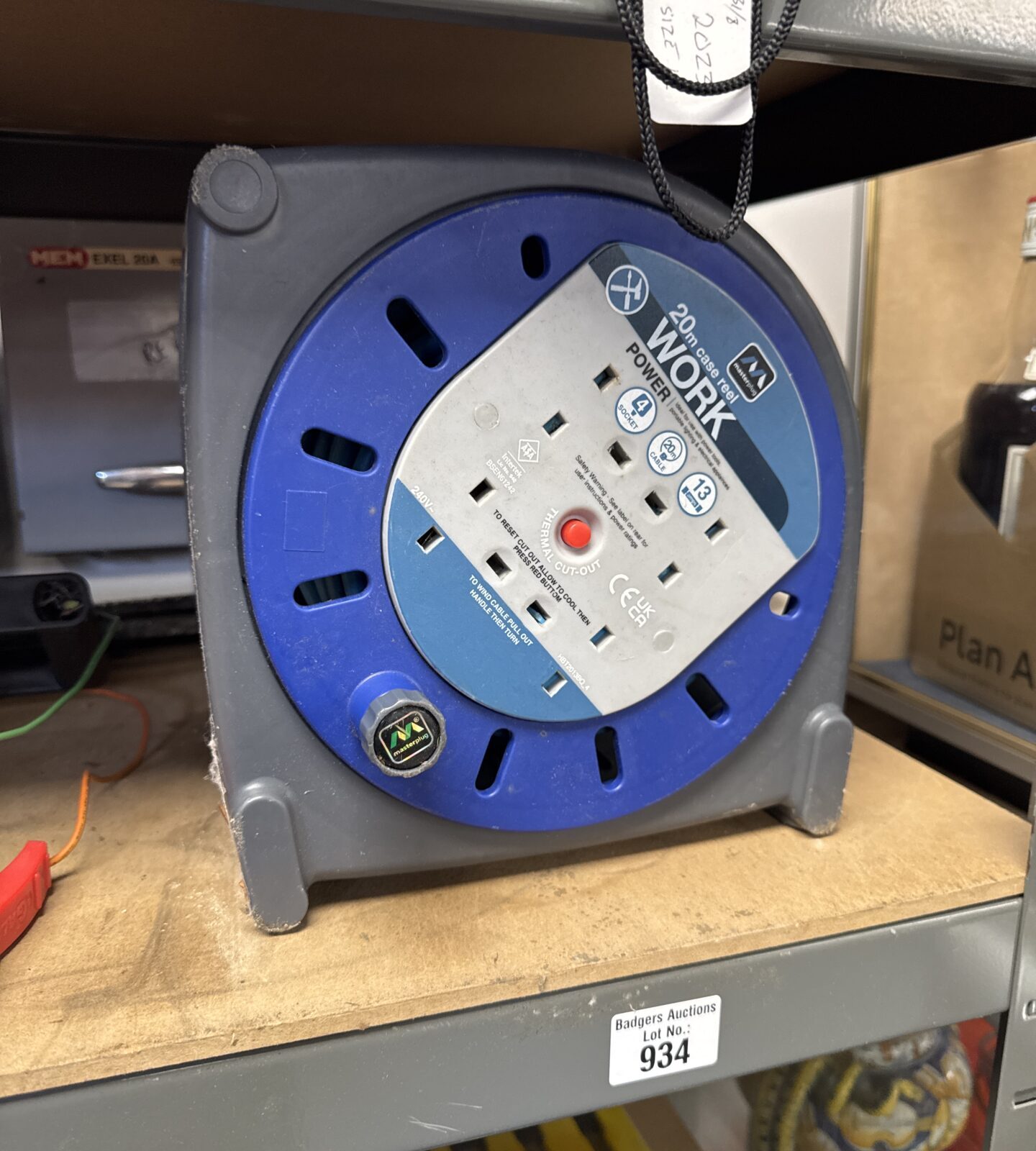 Masterplug 20m four gang extension reel – Badgers Auctions