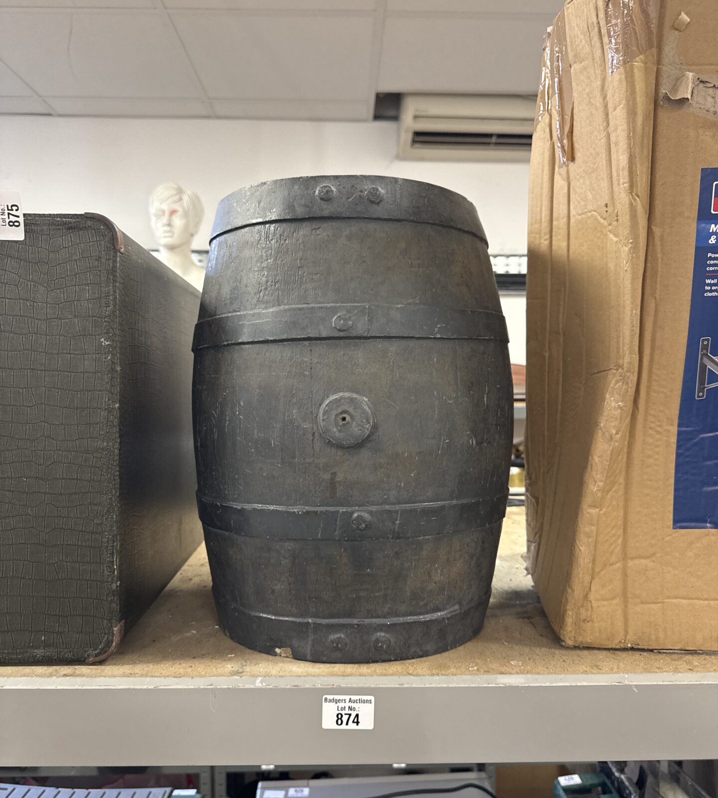Fibreglass replica wooden barrel 16” length – Badgers Auctions