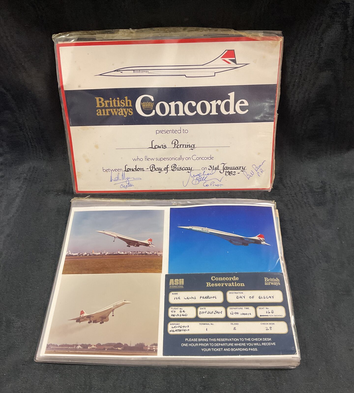 Folder of Concorde and Microlight Photographs, Certificates and ...