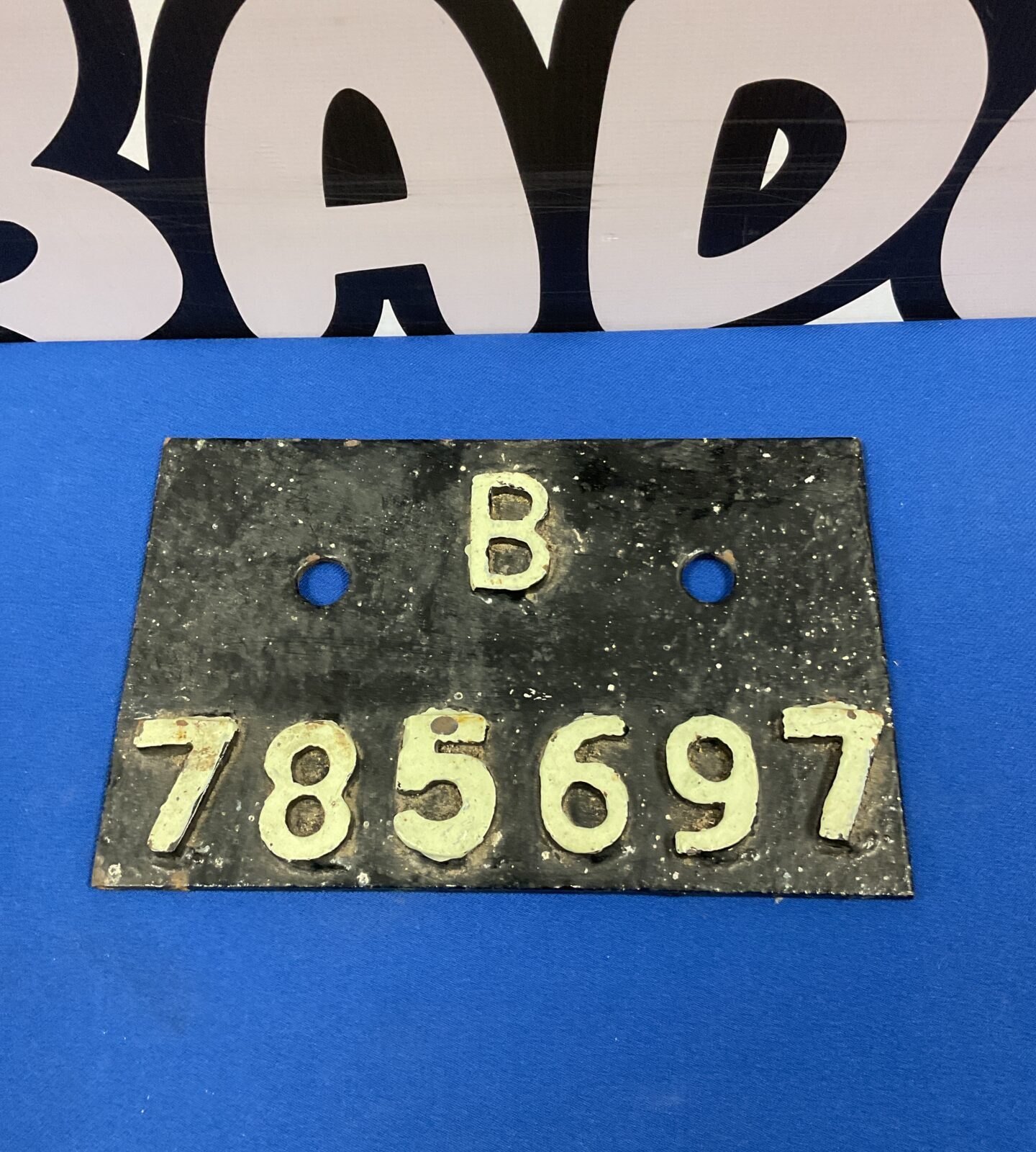Vintage cast iron train registration number plaque signed andrew ...