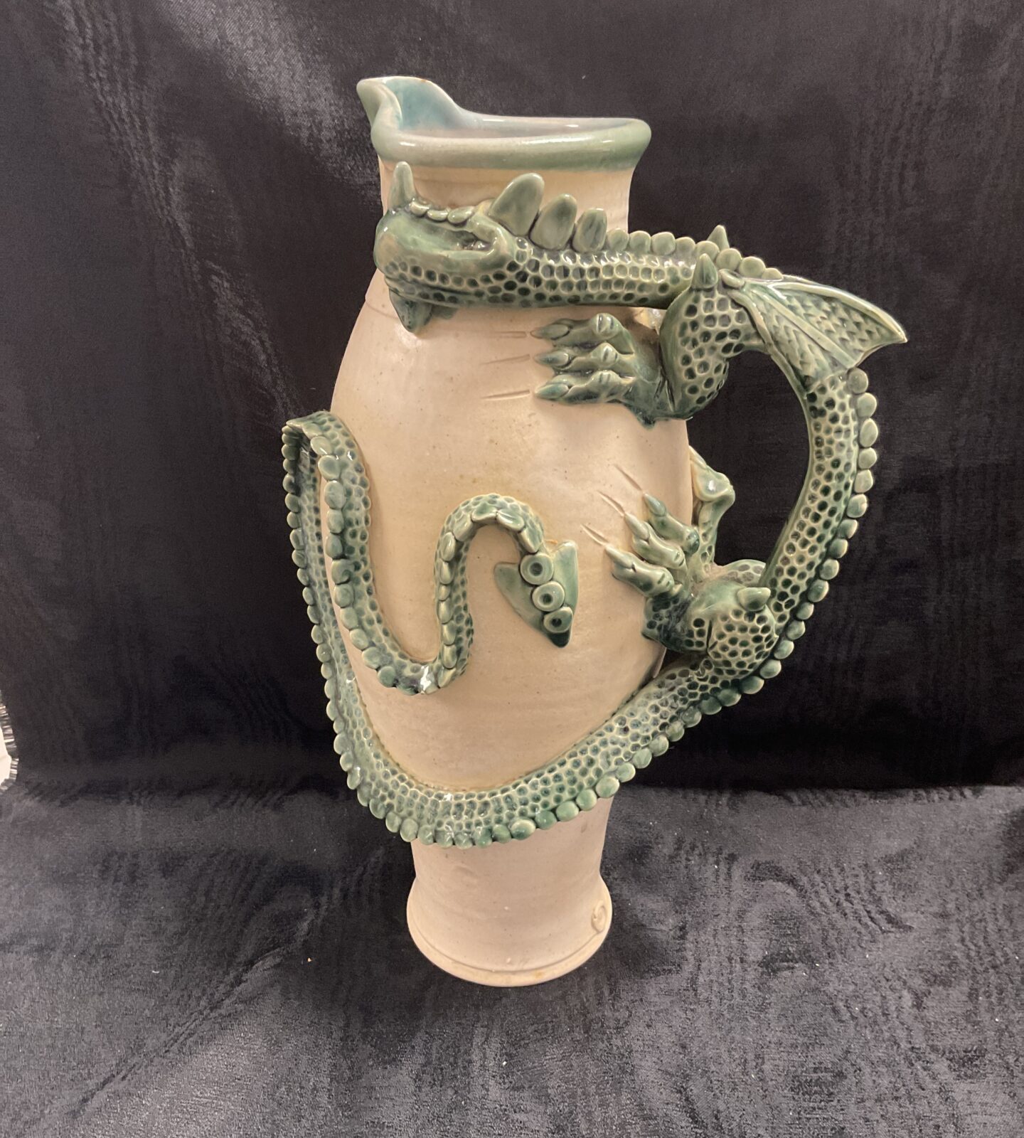Large ceramic 14” jug with dragon design handle from Dawes studio ...