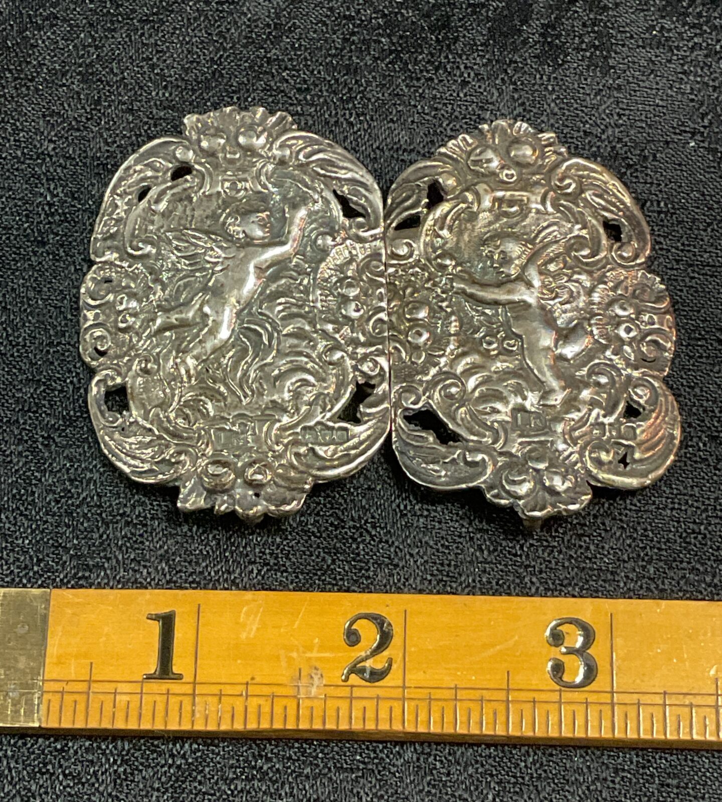 Hallmarked Sterling solid Silver Victorian nurses belt buckle 43g ...