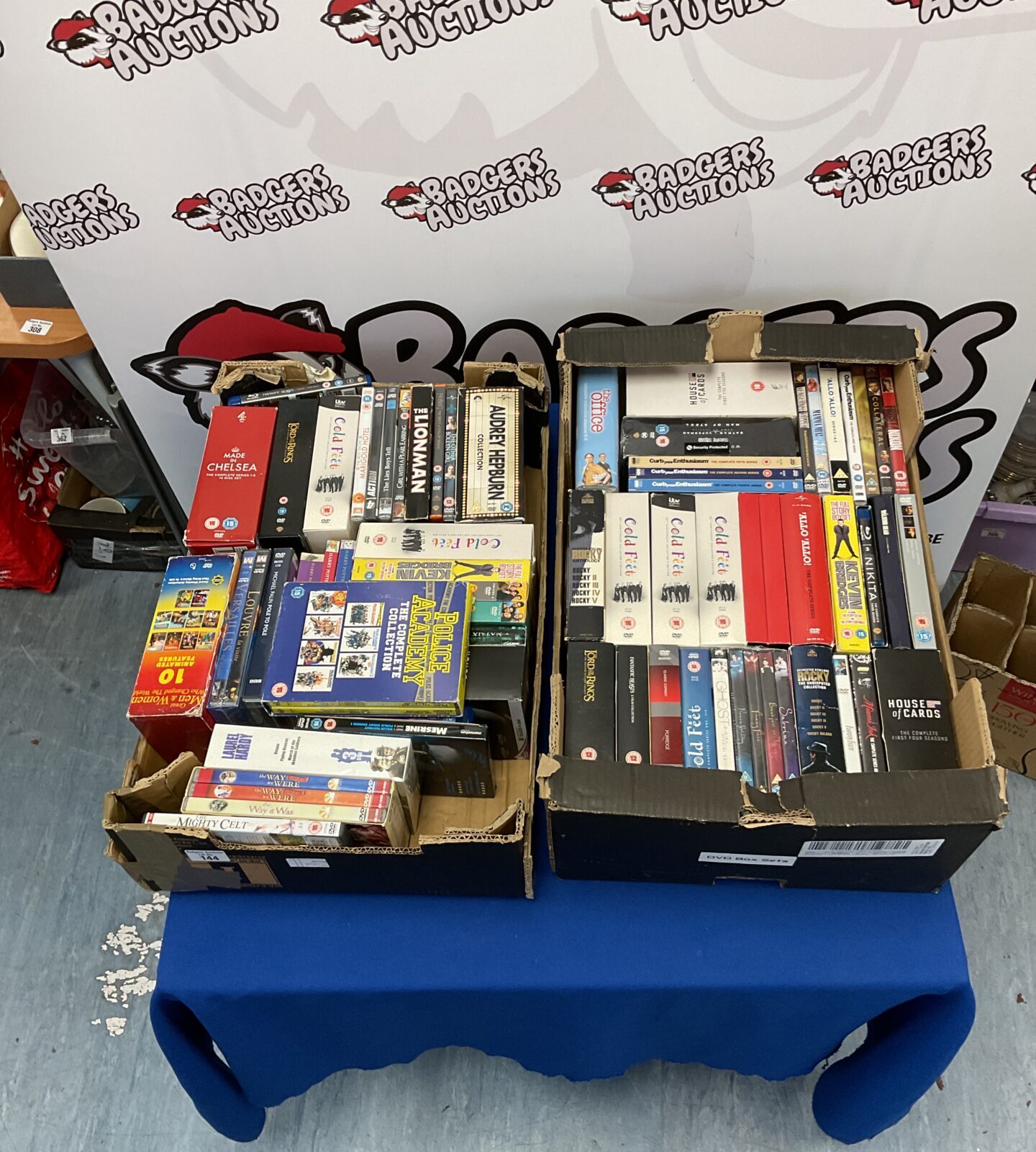 Two boxes of DVDs and box sets incl. Rocky, The Office, Lord of The ...