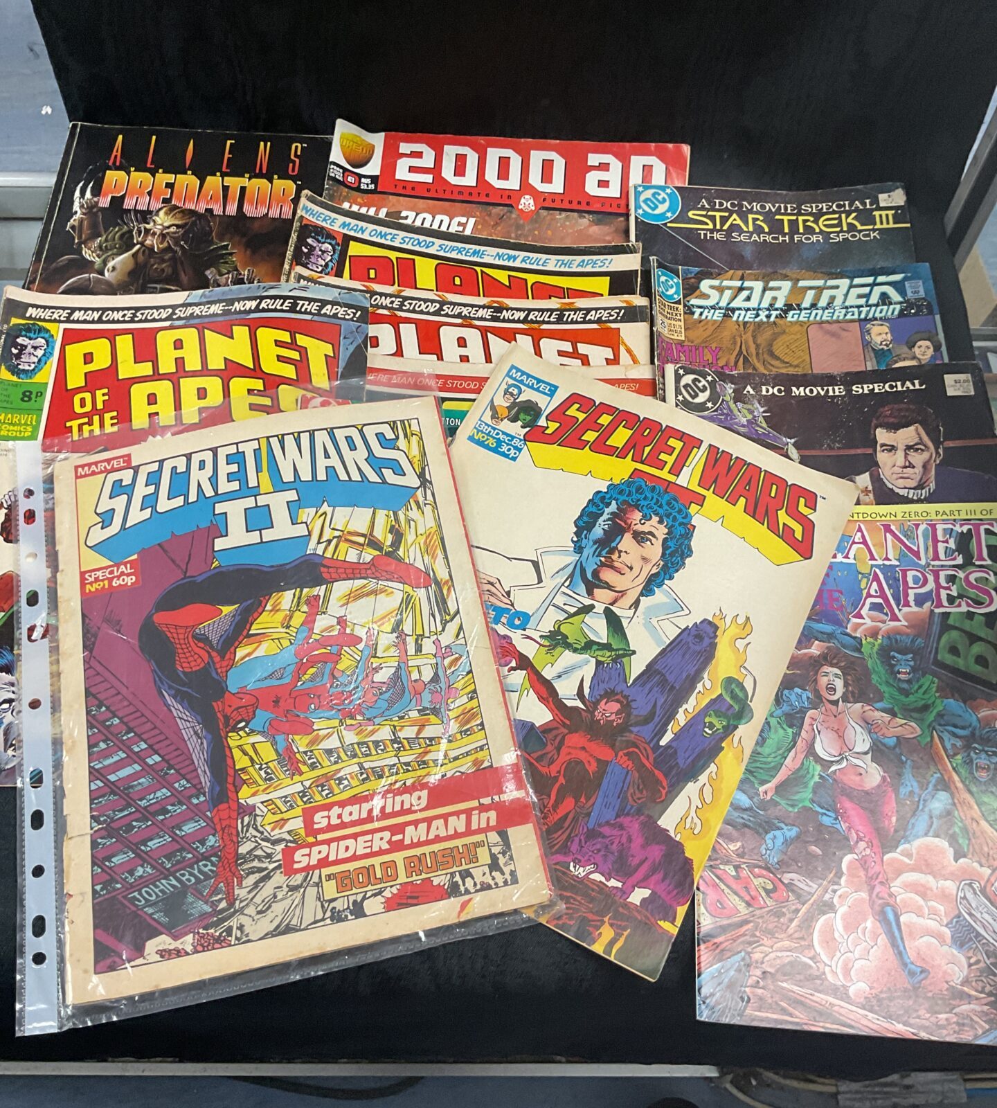Collection of vintage comics, including secret wars two Marvel comics ...