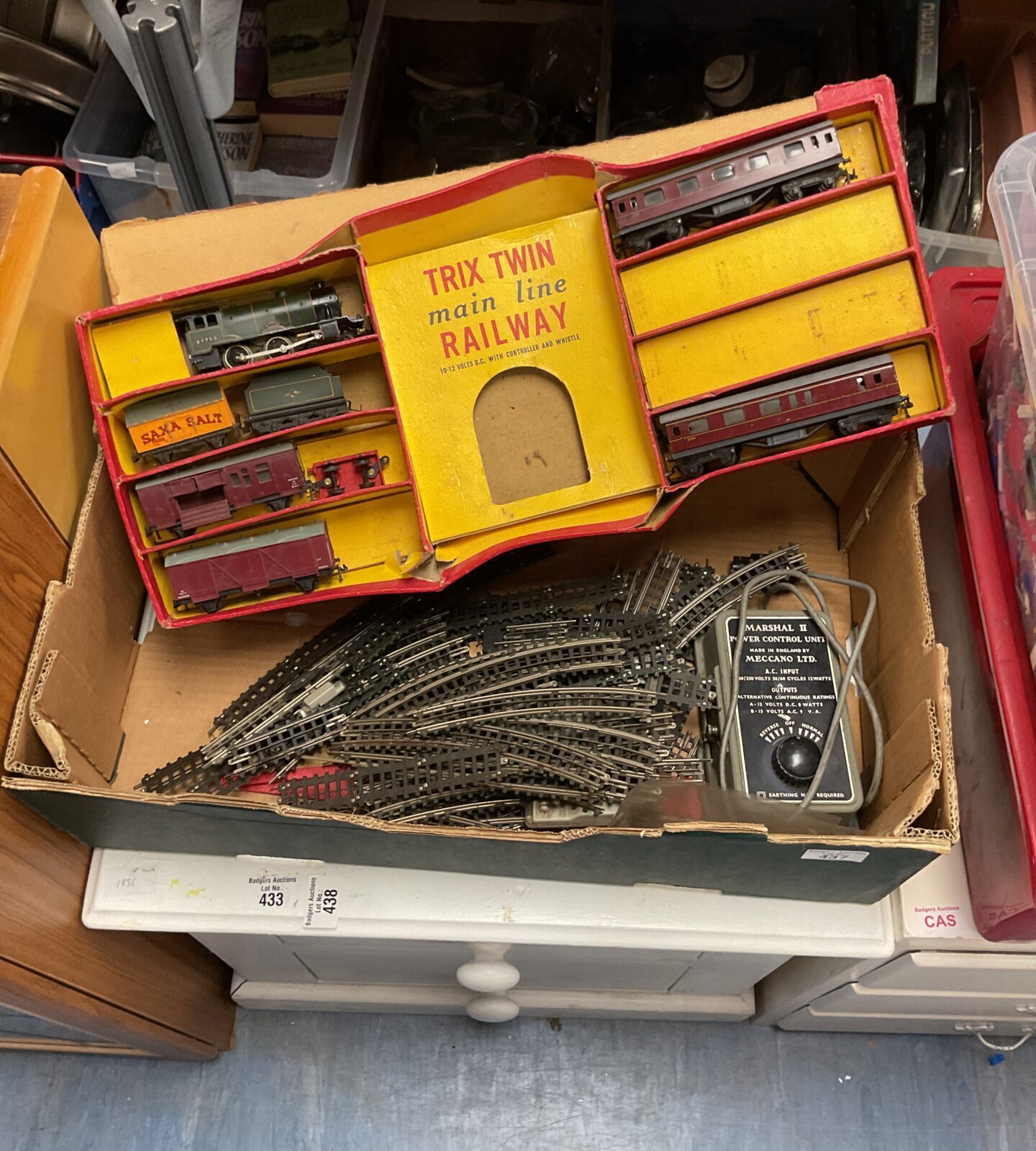 Trix twin three rail main line railway set with large quantity of ...