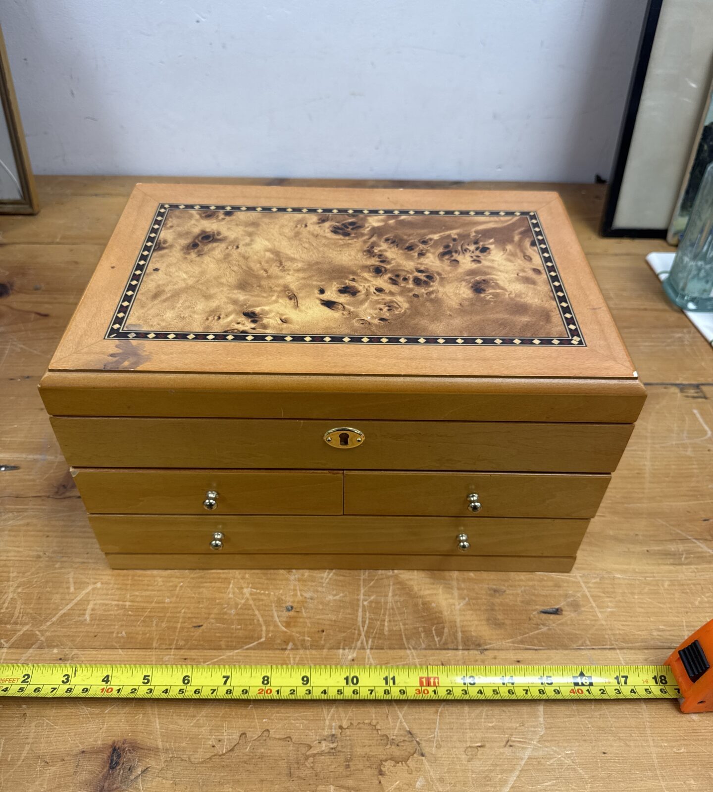 Mirror lidded Mele & co modern jewellery box with costume jewellery ...