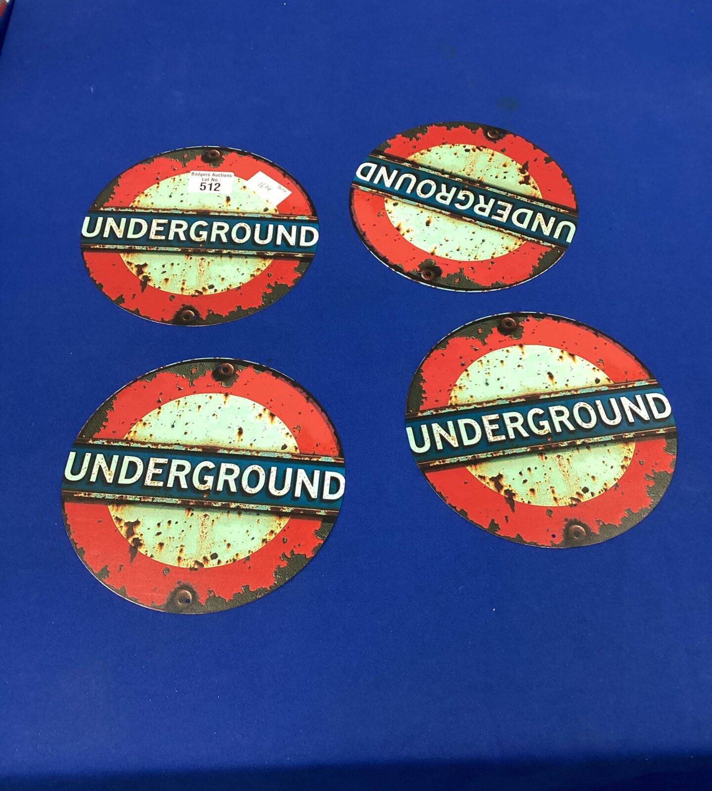 Four tin London Underground wall signs – Badgers Auctions