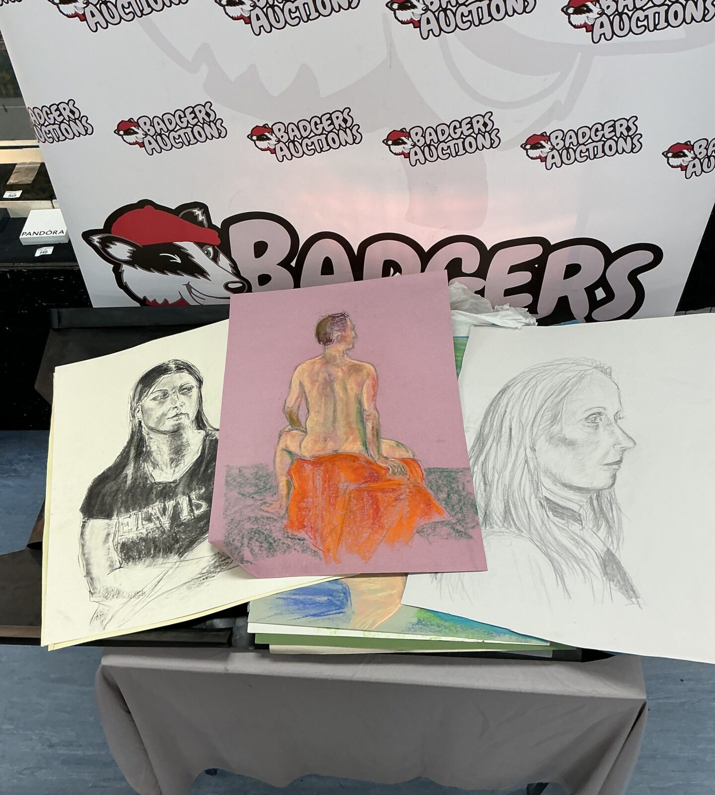 Studio Portfolio with pastel drawings – Badgers Auctions