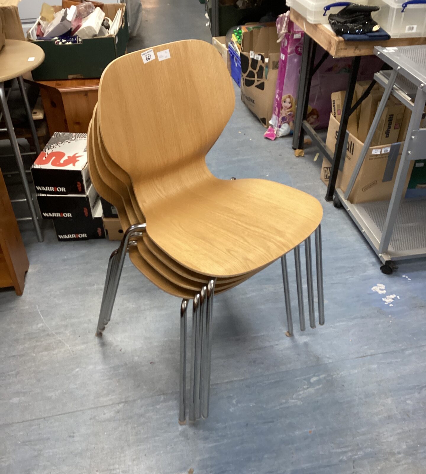 Four stacking chrome & bentwood chairs – Badgers Auctions