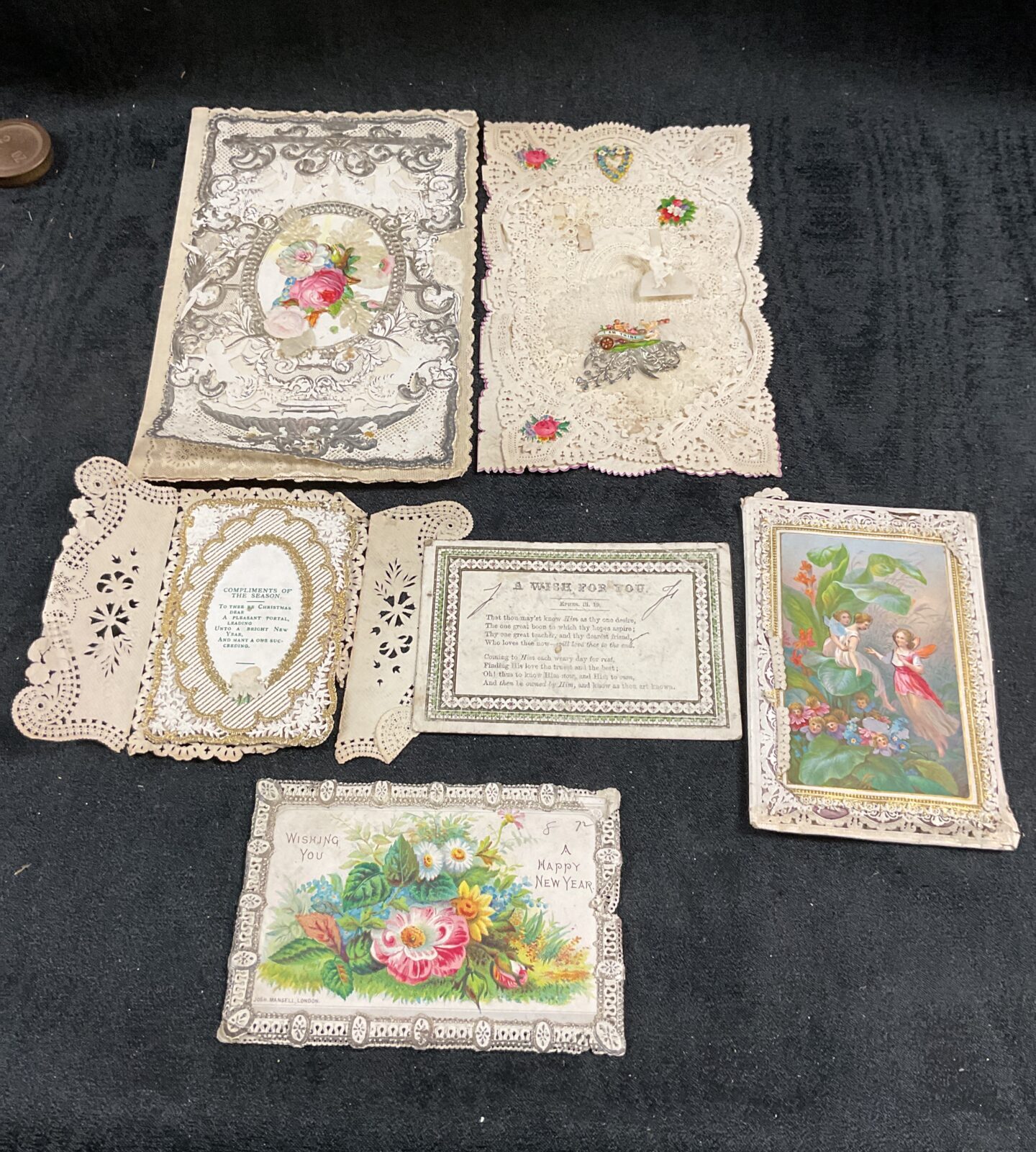 Collection of victorian valentine christmas and newcyear paper cards ...