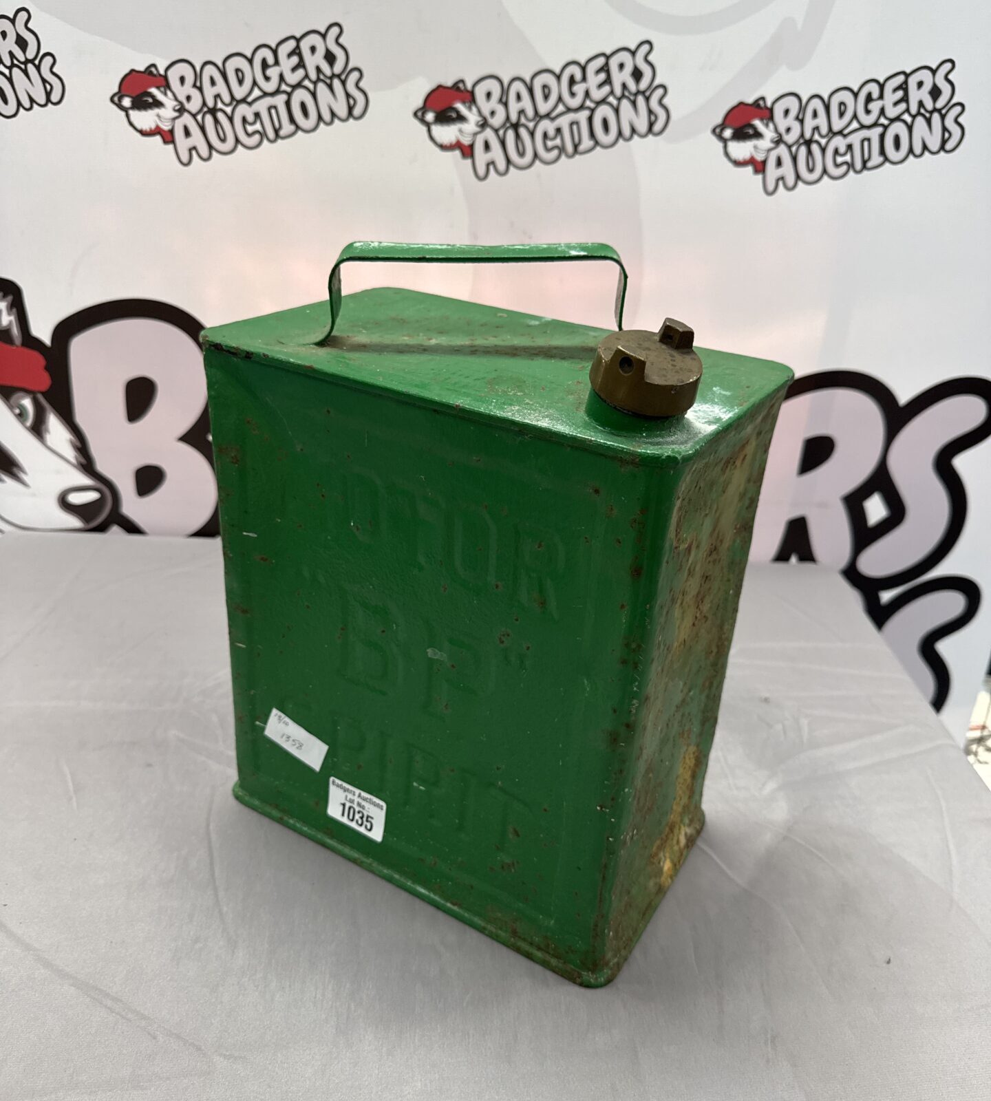 Vintage BP motor spirits fuel can with plain brass cap – Badgers Auctions