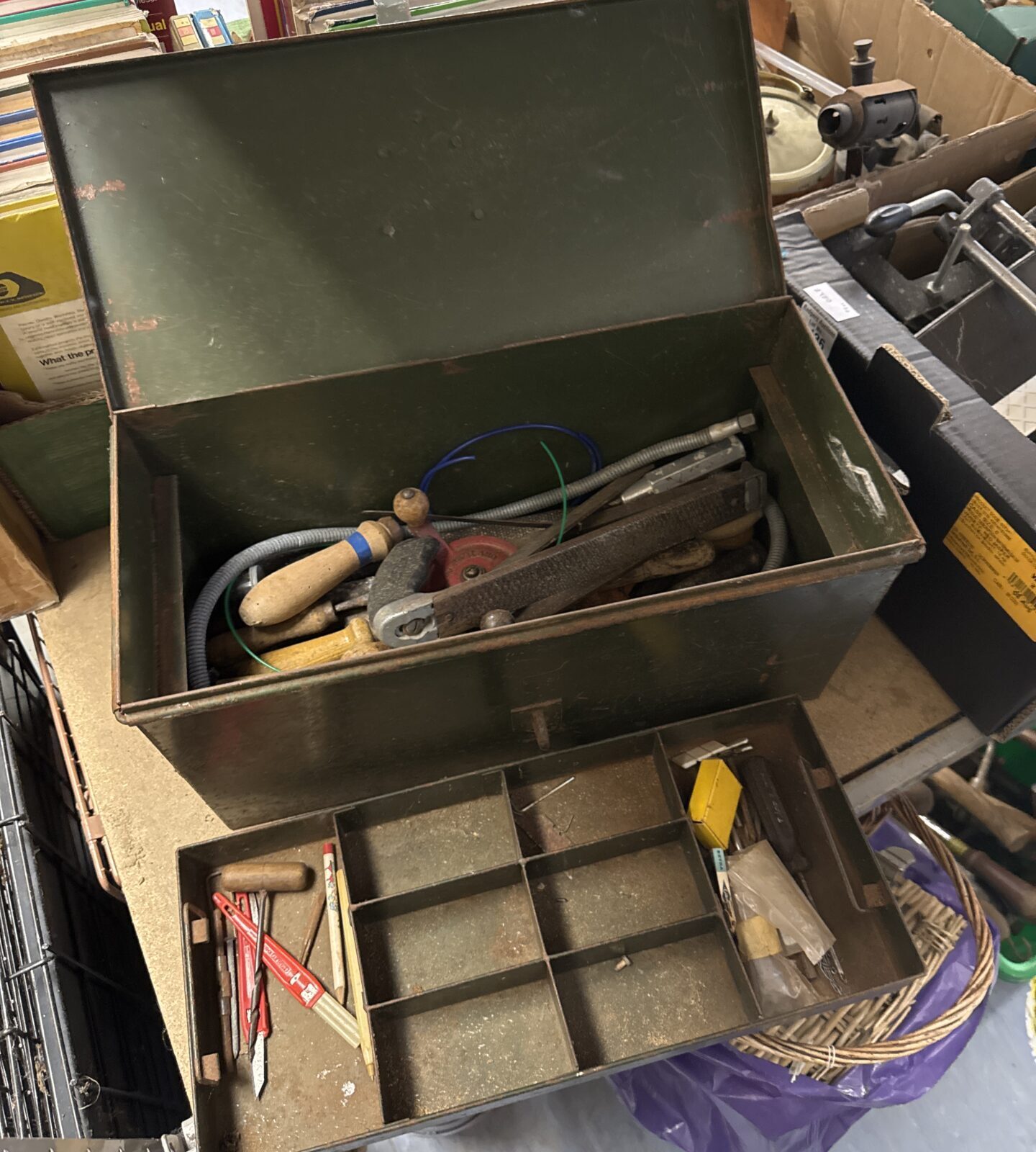 Vintage metal tool box with organiser tray insert & contents – Badgers ...