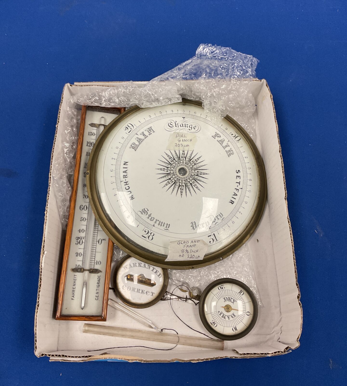 Antique aneroid barometer parts w/ thermometer – Badgers Auctions