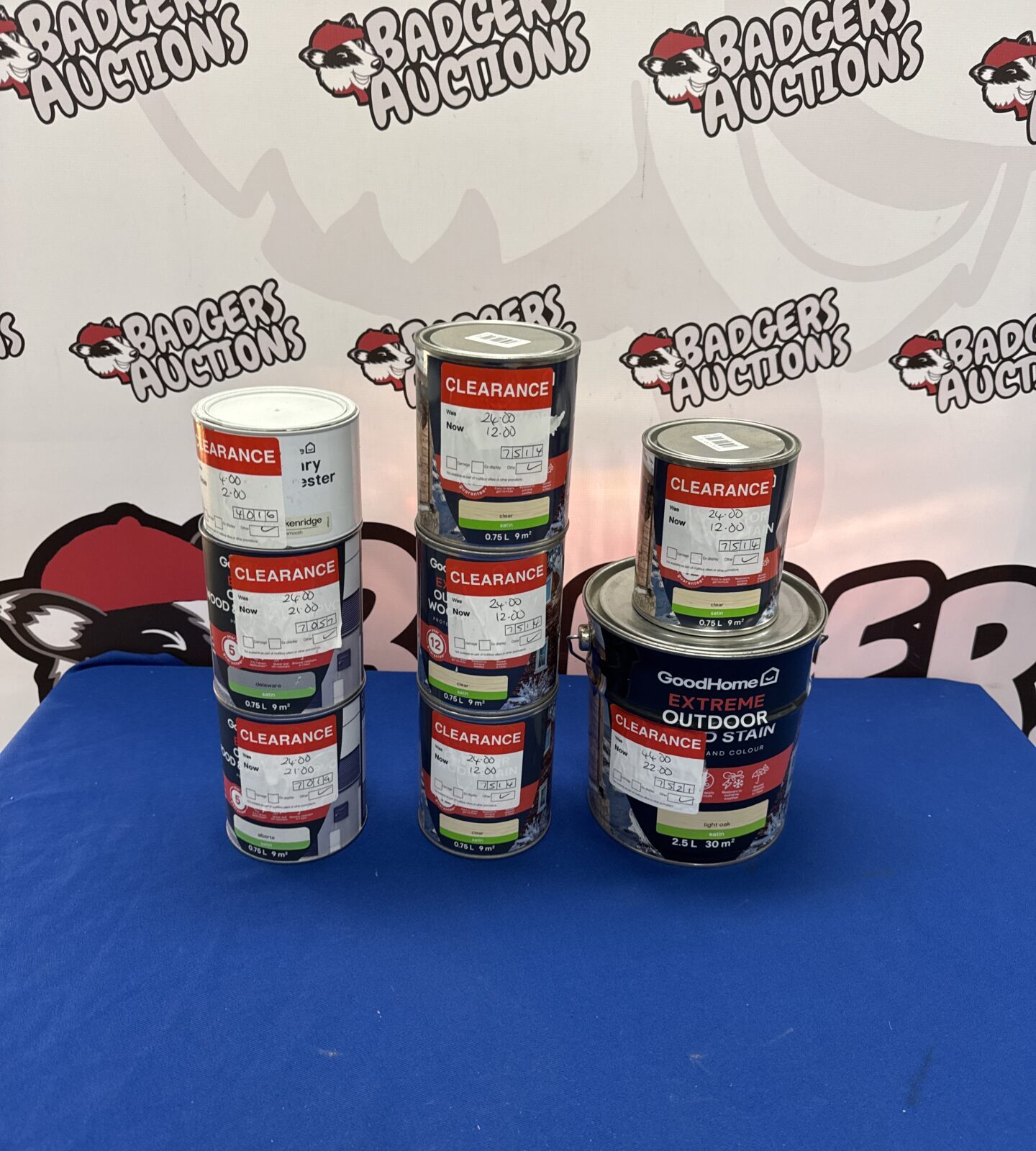 Selection of new tins of good home paint & stains – Badgers Auctions