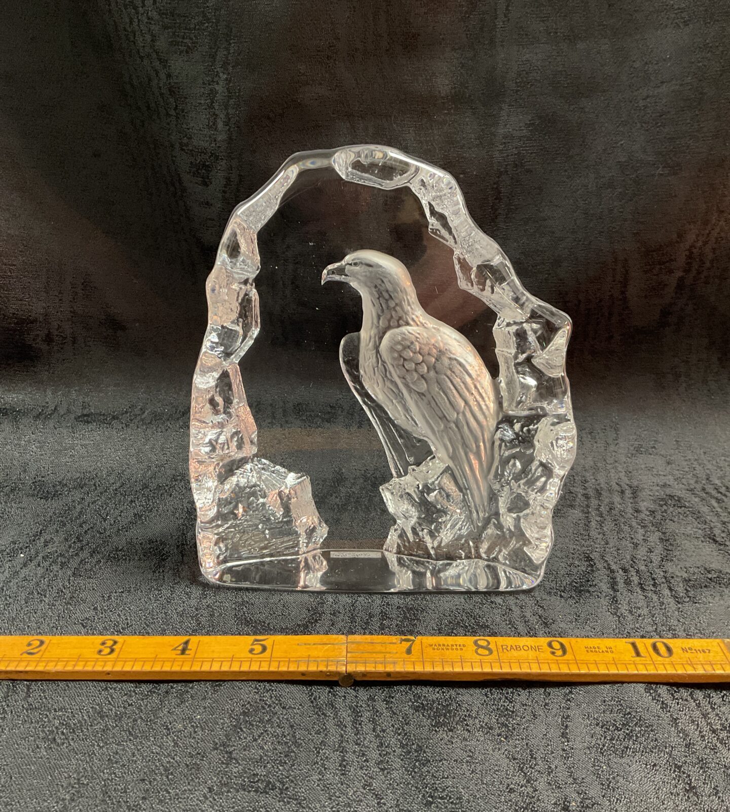 Mats Jonasson crystal bald eagle signed on base – Badgers Auctions