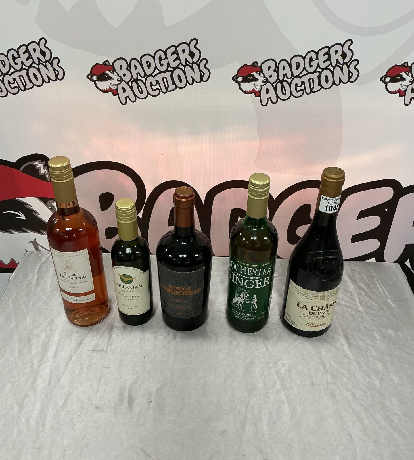 Five bottles of mixed wines – Badgers Auctions