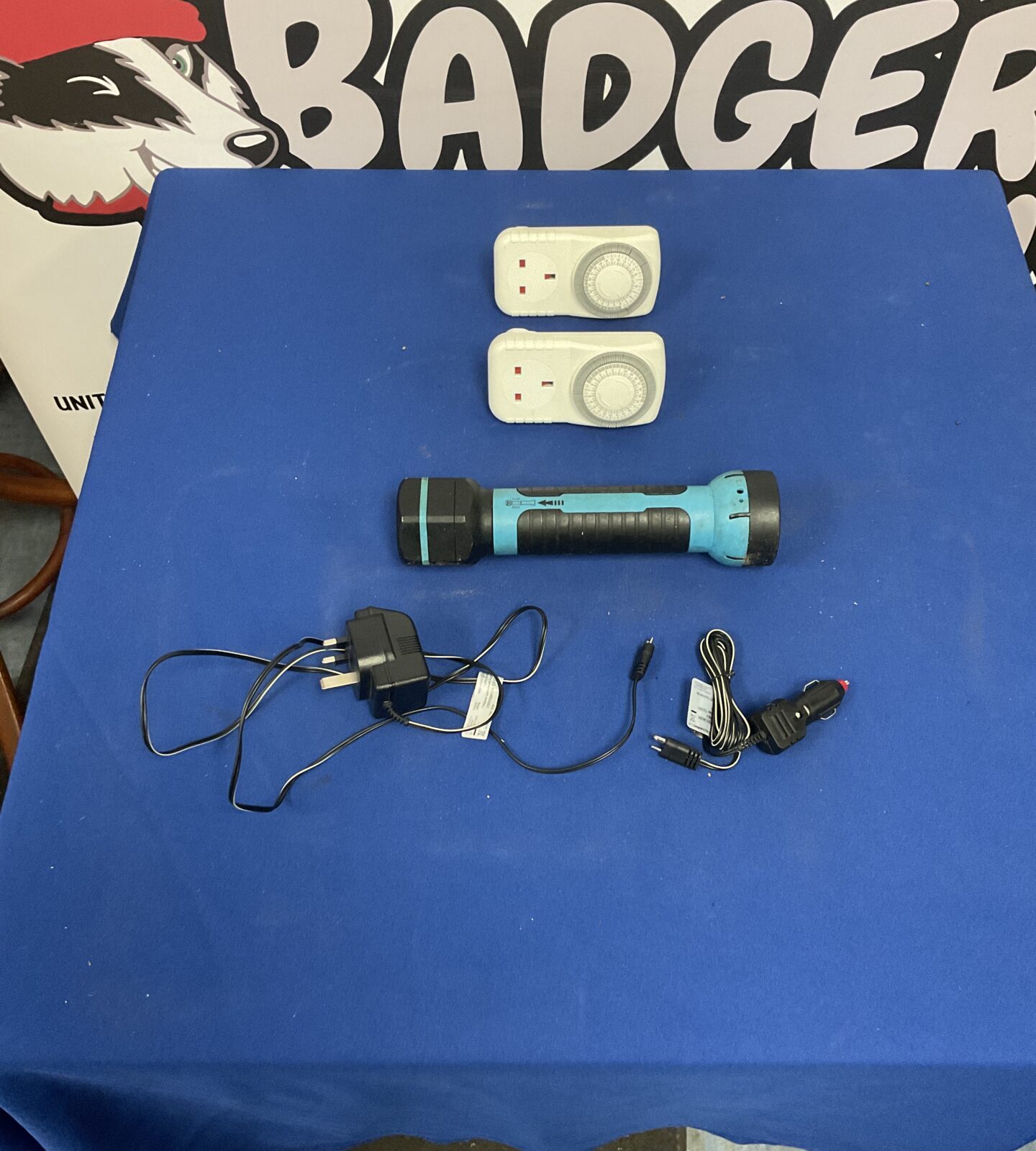 Rechargeable torch (working with chargers) & two electric timers ...