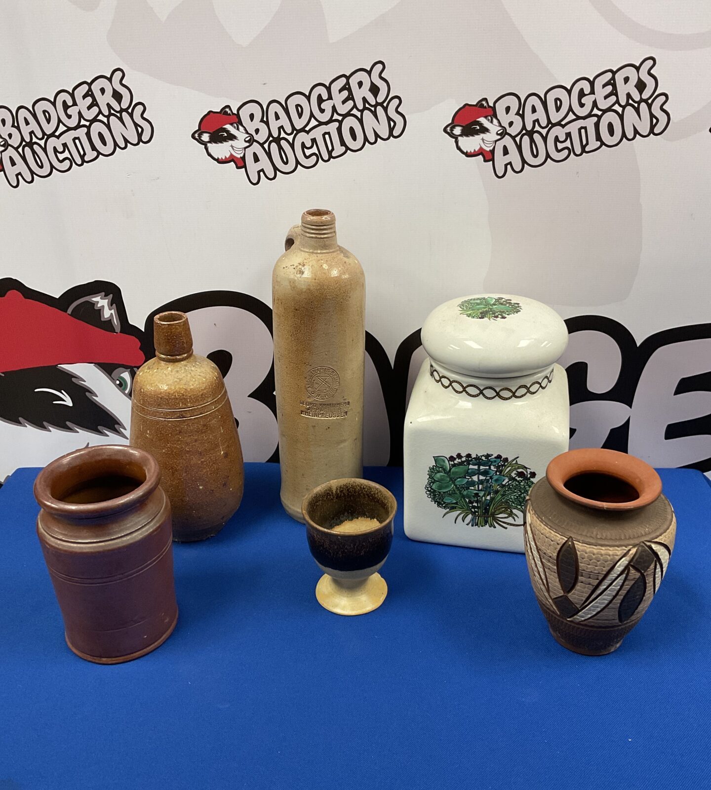 Salt glazed pots & bottle with taunton vale jar & studio pottery vase ...