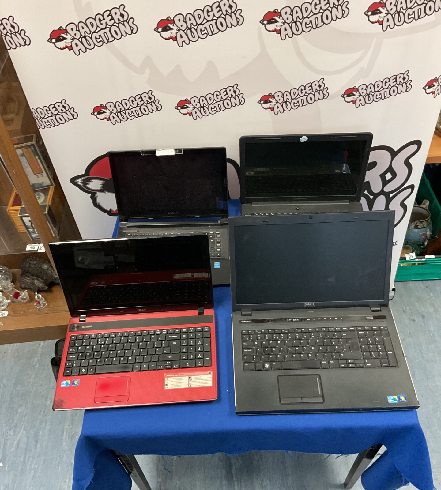 Four laptops: Acer Aspire, Dell Vostro, Lenovo, and Compaq Presario ...