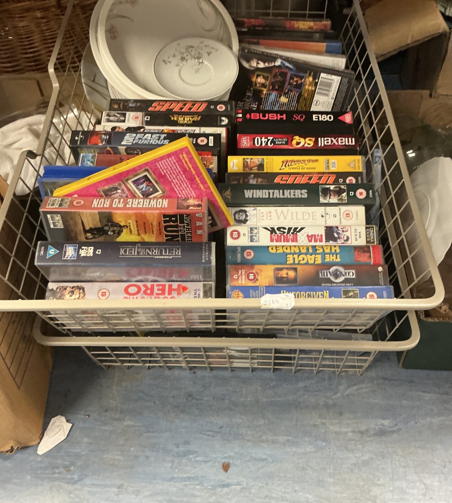 Two trays of VhS and other items – Badgers Auctions