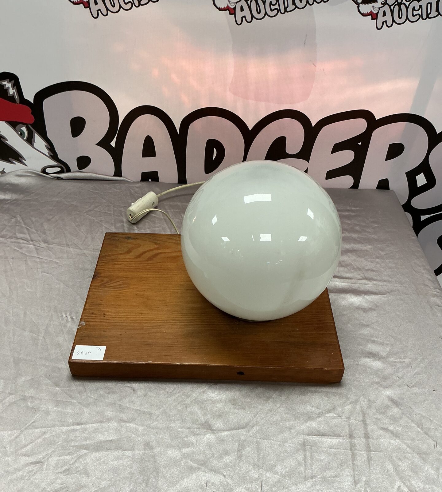 Ball lamp on wooden base – Badgers Auctions