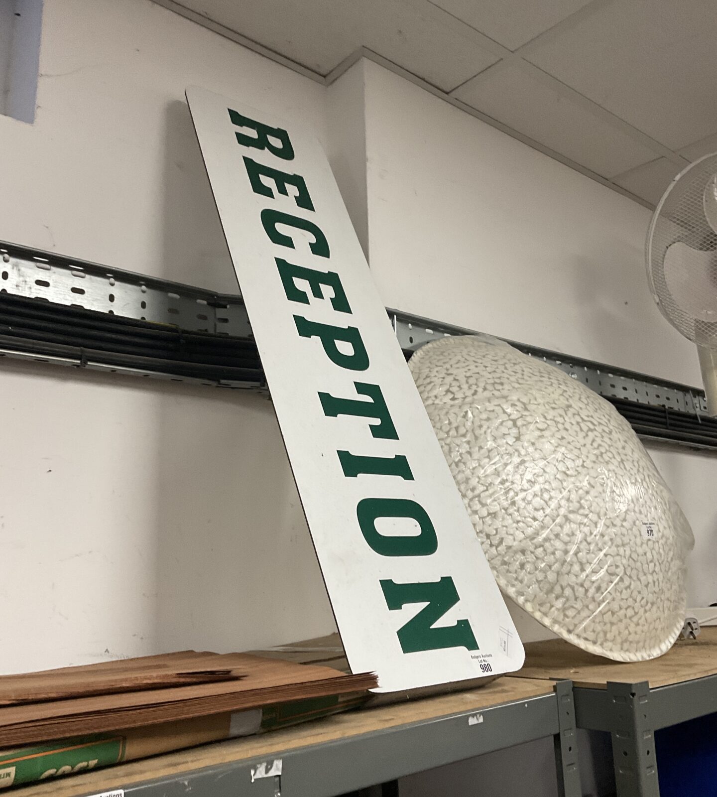 Reception sign on brackets 3ft length approx – Badgers Auctions