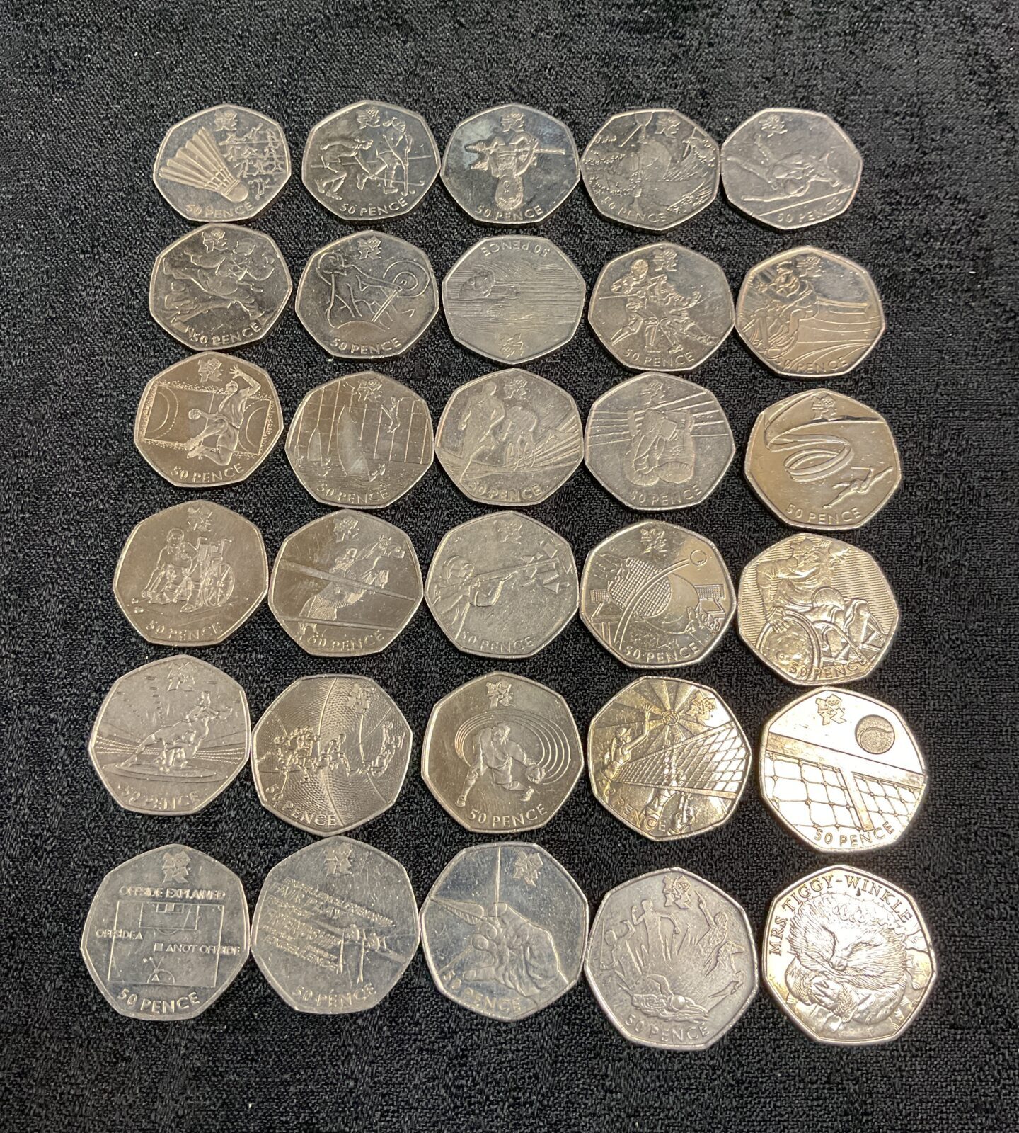 29 2011 Olympic Games 50p Coins and one mrs tiggywinkle – Badgers Auctions