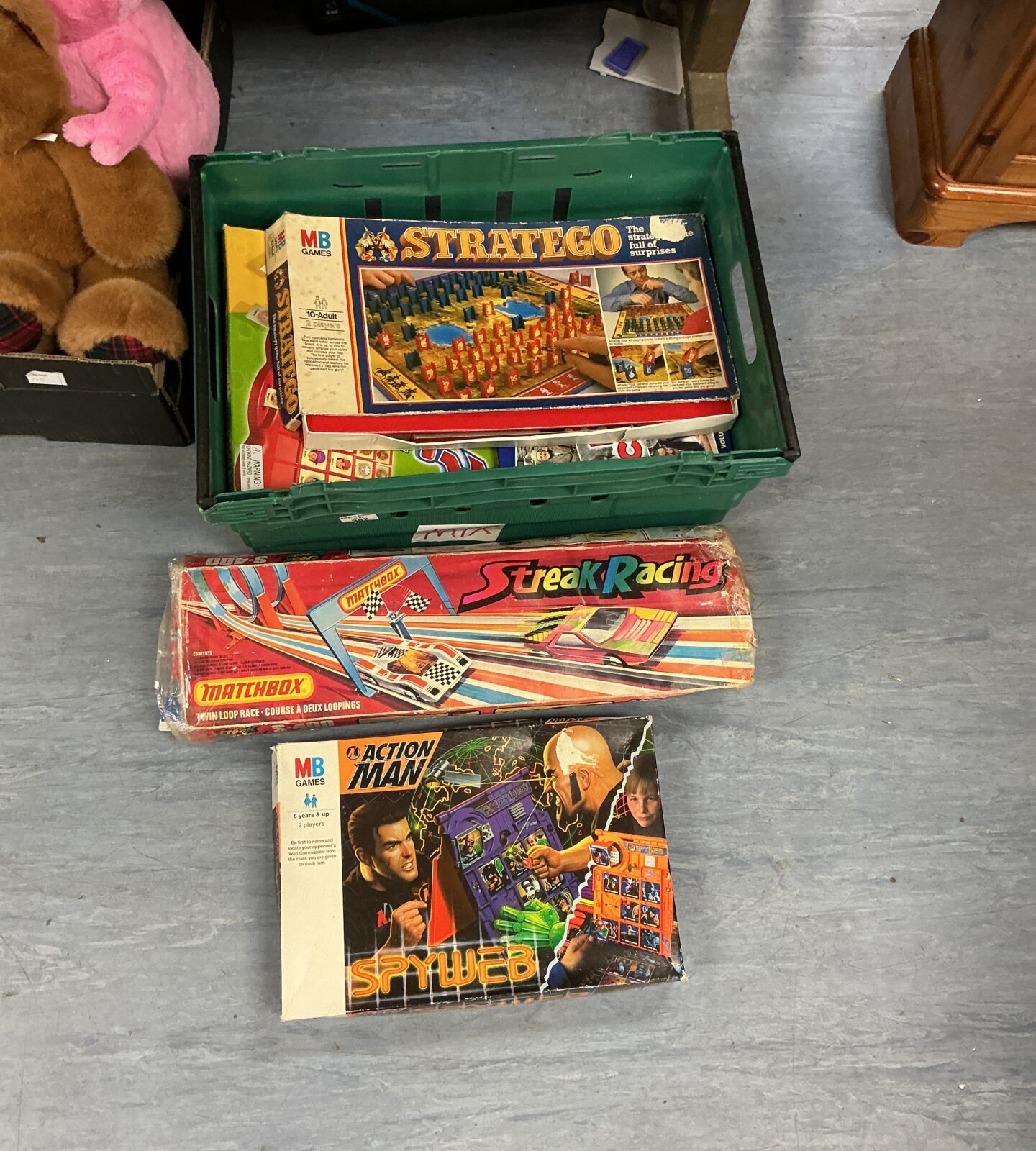 Selection of vintage games inc Action Man Spy web – Badgers Auctions