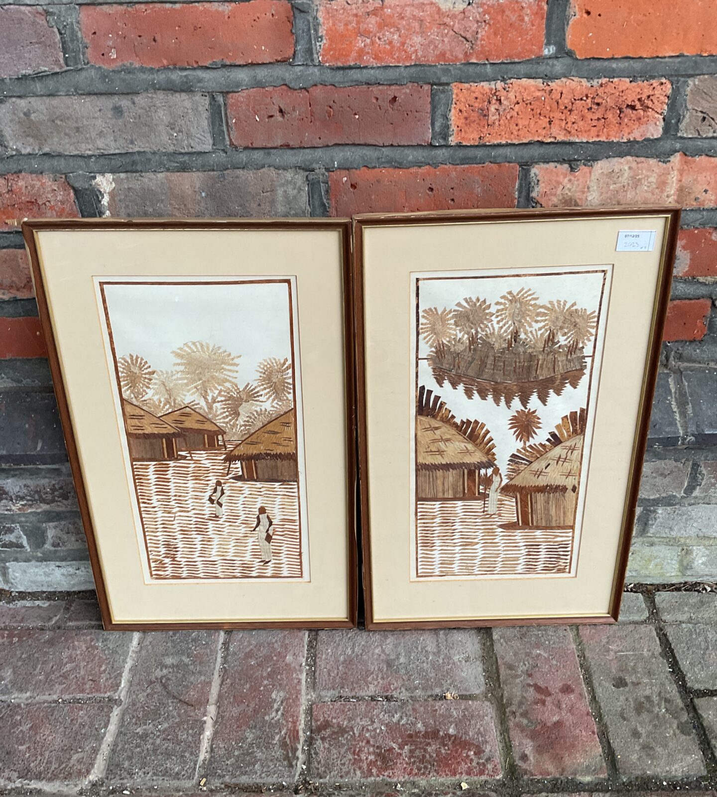 Pair of woodcut African framed artworks – Badgers Auctions