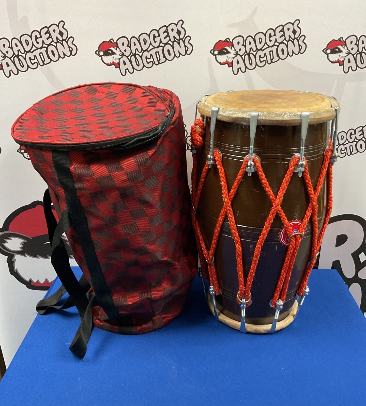 Indian dholak drum in transit case – Badgers Auctions