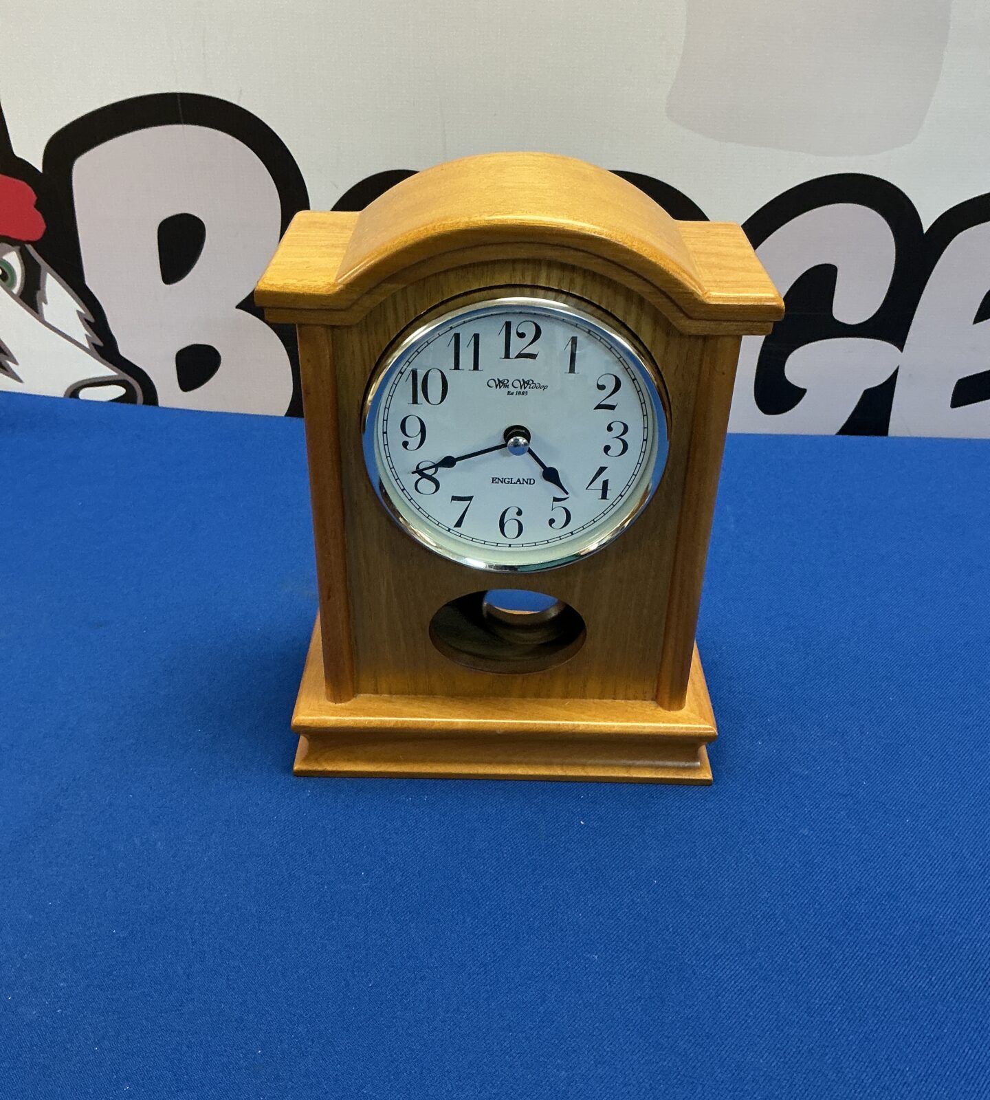 W M Widdop Wooden Mantle Clock working – Badgers Auctions