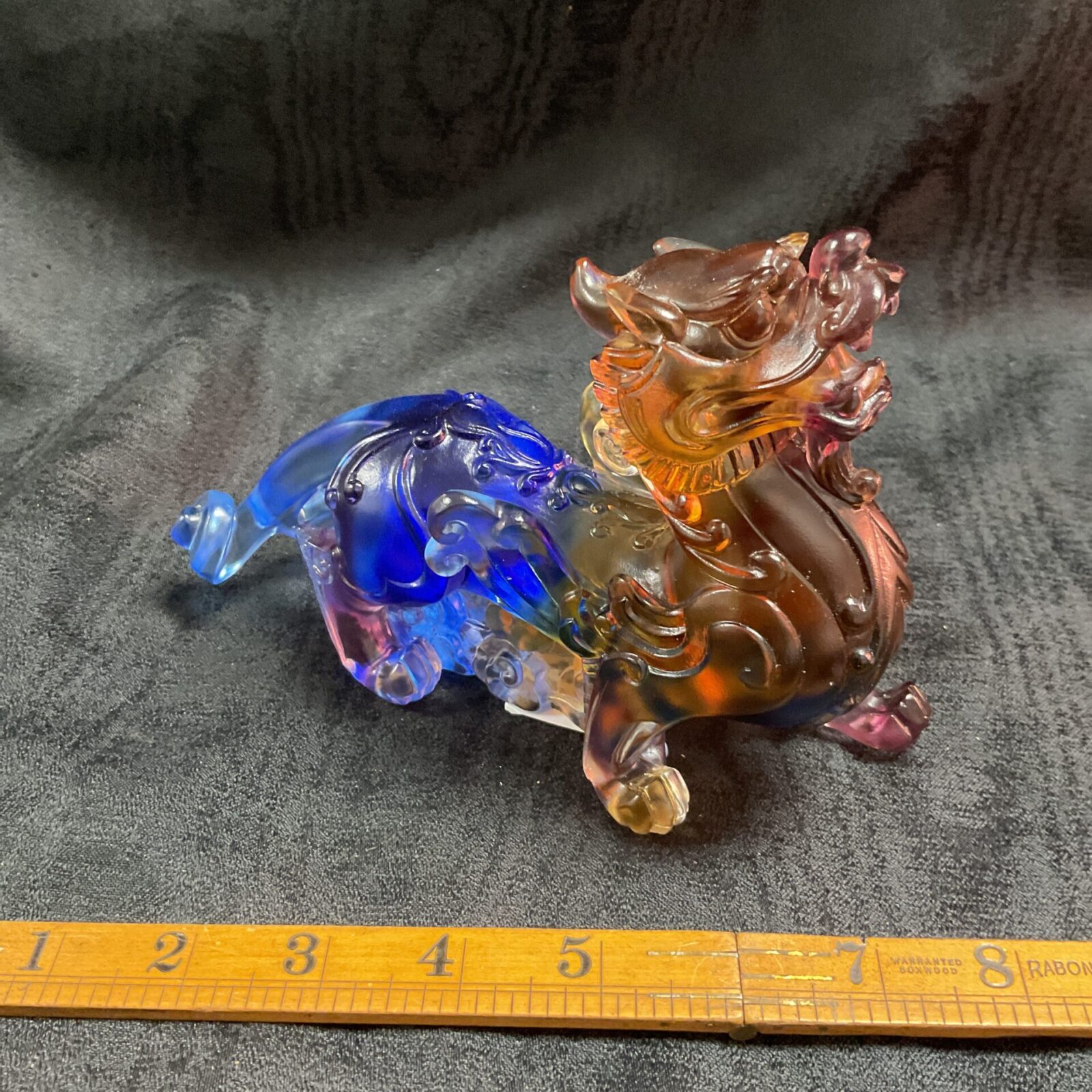Chinese multi coloured liuli crystal glass pixiu feng shui figure ...