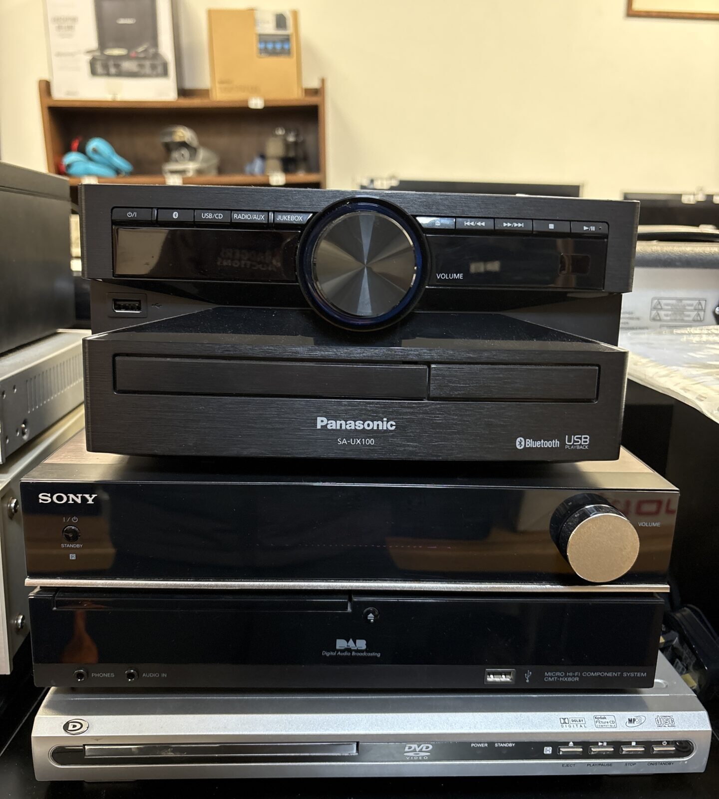Panasonic cd stereo system sa-ux100 with Sony micro hi-fi component ...