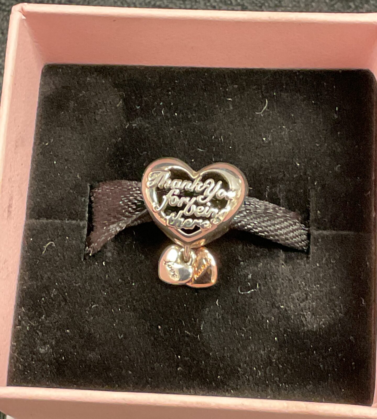 Pandora charm bracelet charm hearts engraved thank you for being there ...