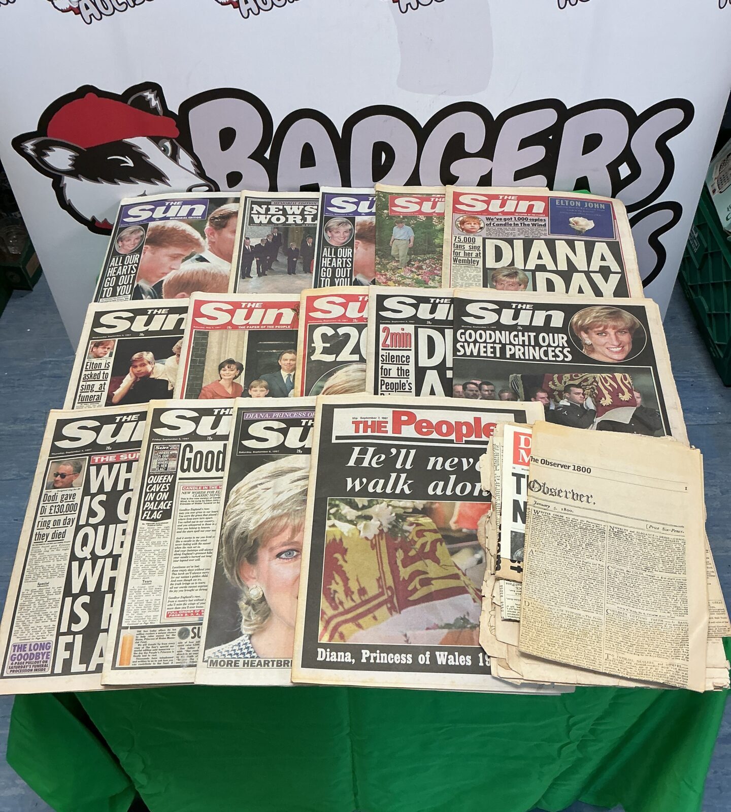 Collection of princess Diana 1990s newspapers including the sun, news ...