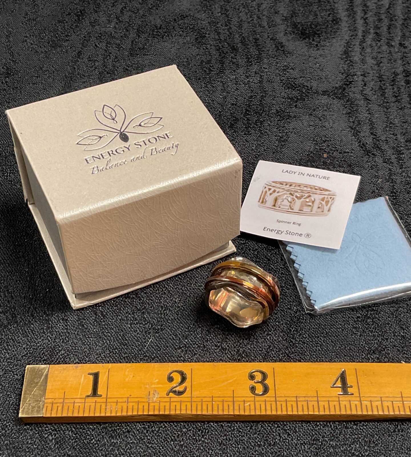 925 silver energy stone balance and beauty with two spinners size R ...