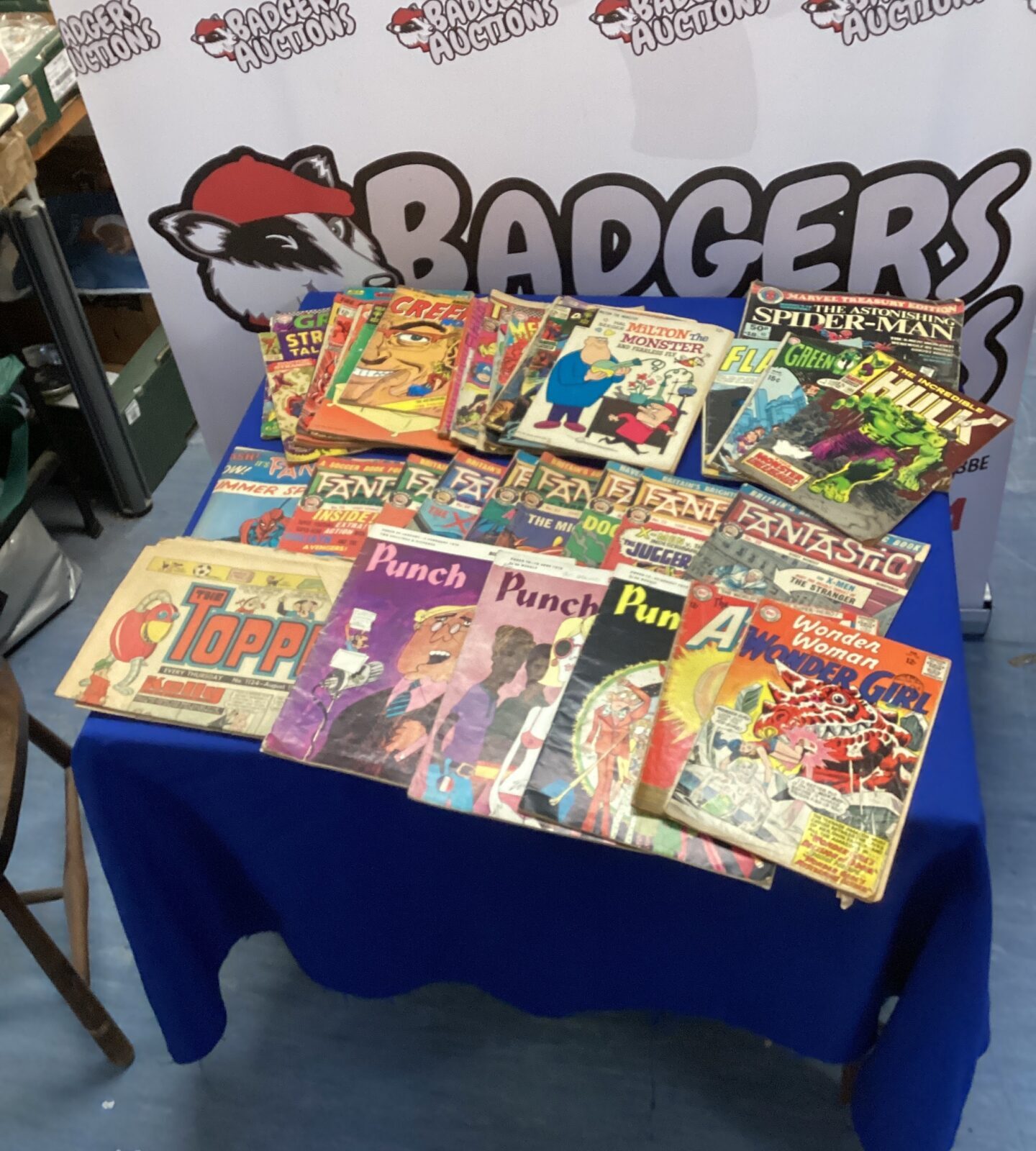 A collection of vintage Marvel comics, punch comics and other American ...