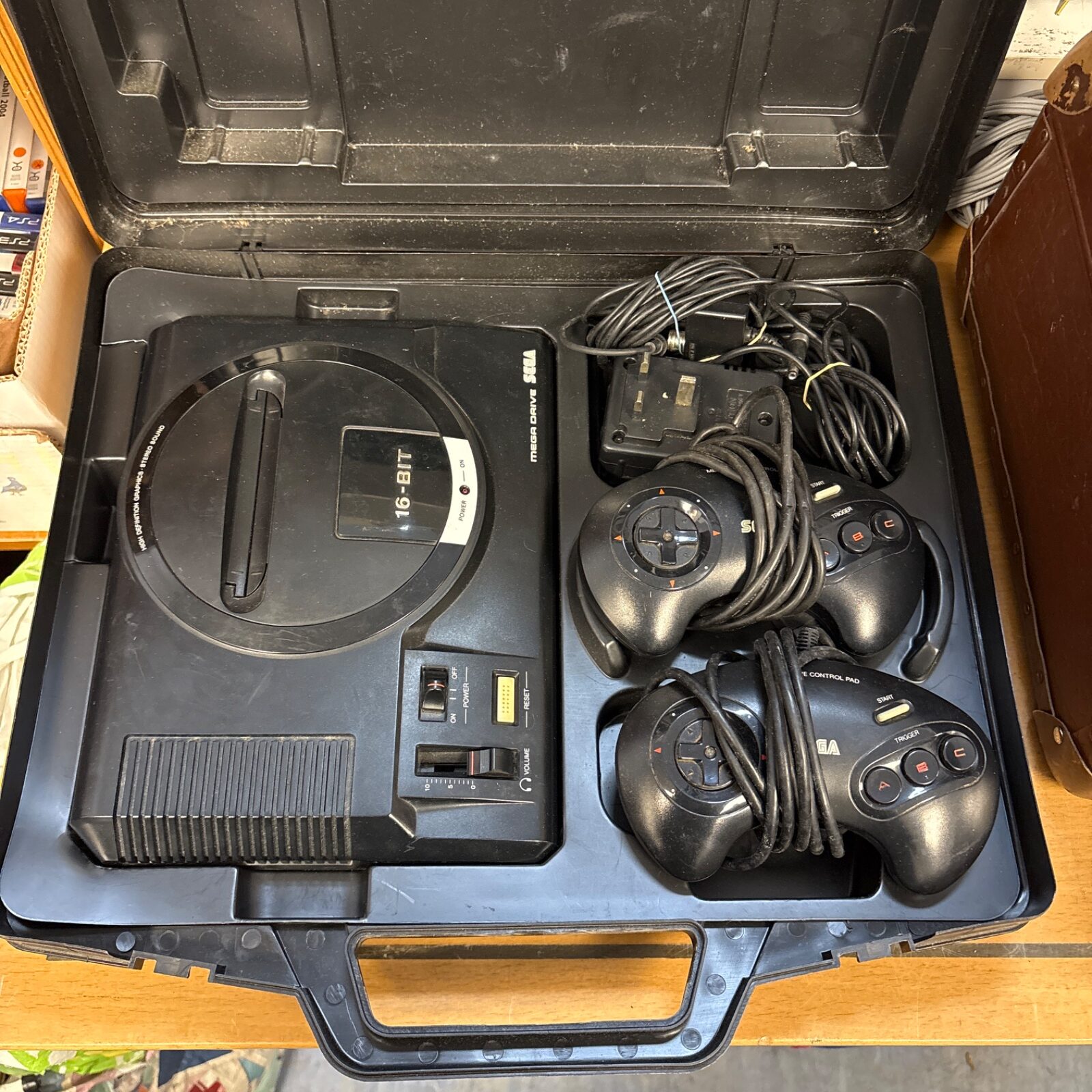 Sega mega Drive 16 – bit console with controllers and power supply in ...